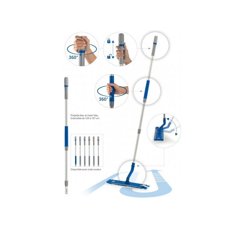 Support balai trapèze 60cm système velcro ErgoSwing